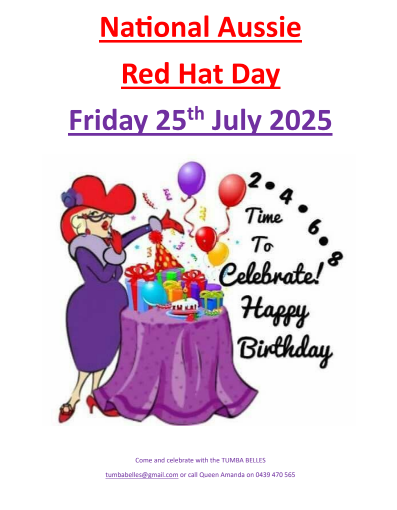 25/7/25 – National Aussie Red Hat Day – Red Hats Victoria