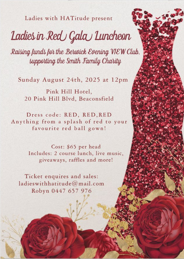 24/8/25 – Ladies in Red Gala Luncheon – Red Hats Victoria